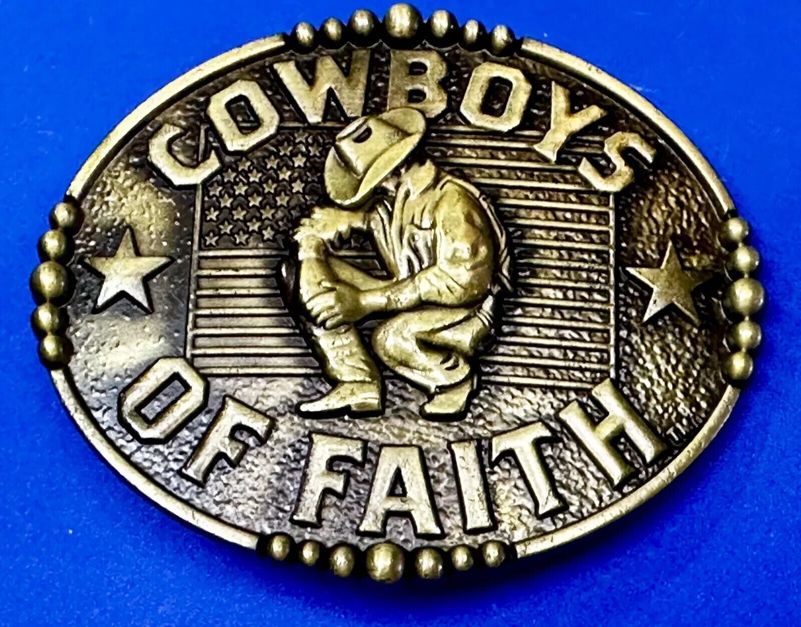 Cowboys of Faith Kneeling to pray Religious Belt Buckle USA Flag Belt ...