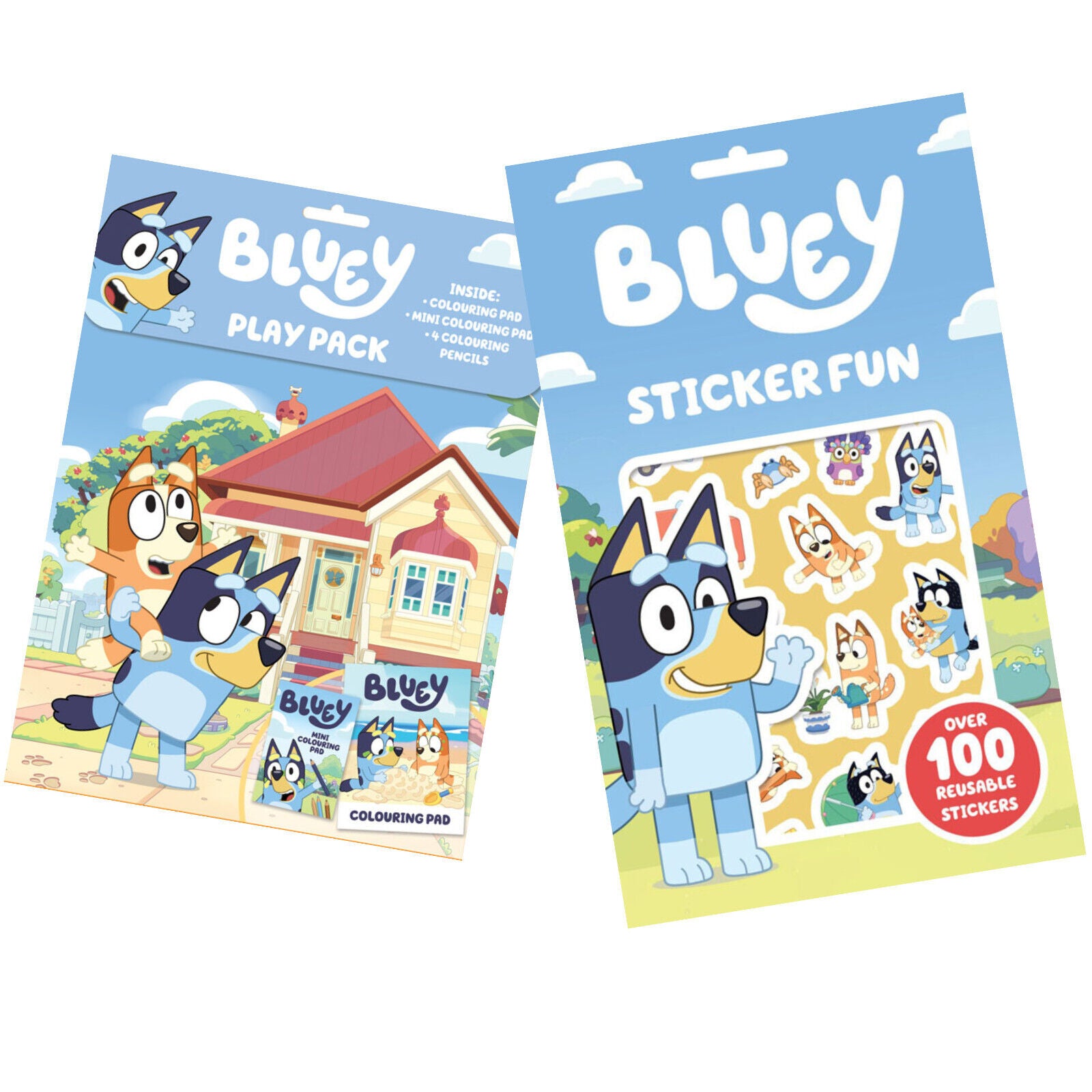 Bluey PLAY PACK STICKER FUN Colouring Books & Colour Pencils YOU CHOOS ...